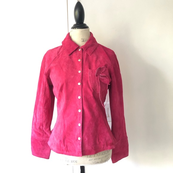 Aria | Jackets & Coats | Aria Leather Pink Button Coat | Poshmark
